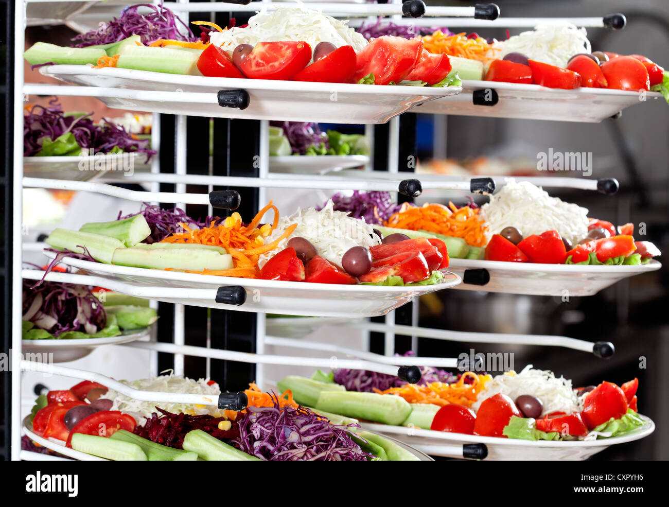 Salad plates in a restaurant Stock Photo - Alamy