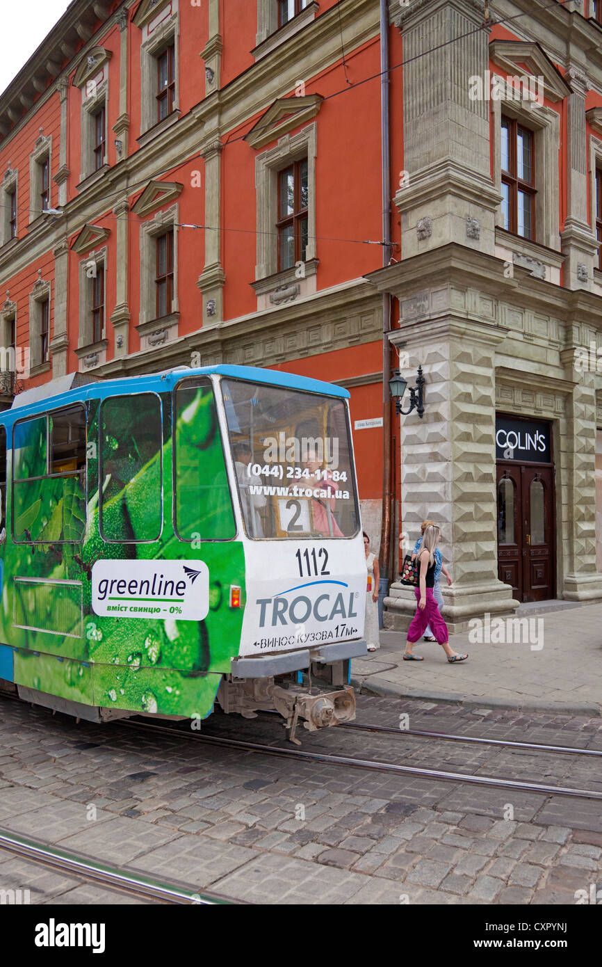 City centre tram, L'viv, Ukraine Stock Photo - Alamy