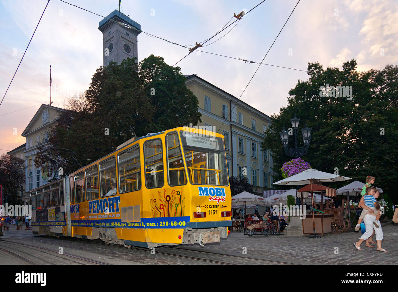 City centre tram, L'viv, Ukraine Stock Photo - Alamy