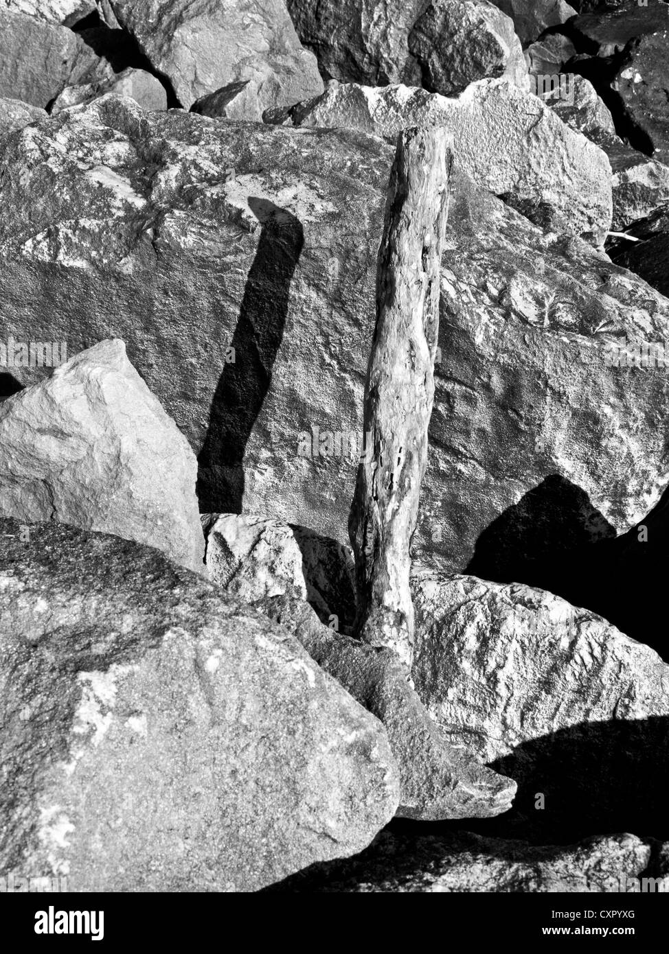 Wood shadow on the rock Stock Photo - Alamy
