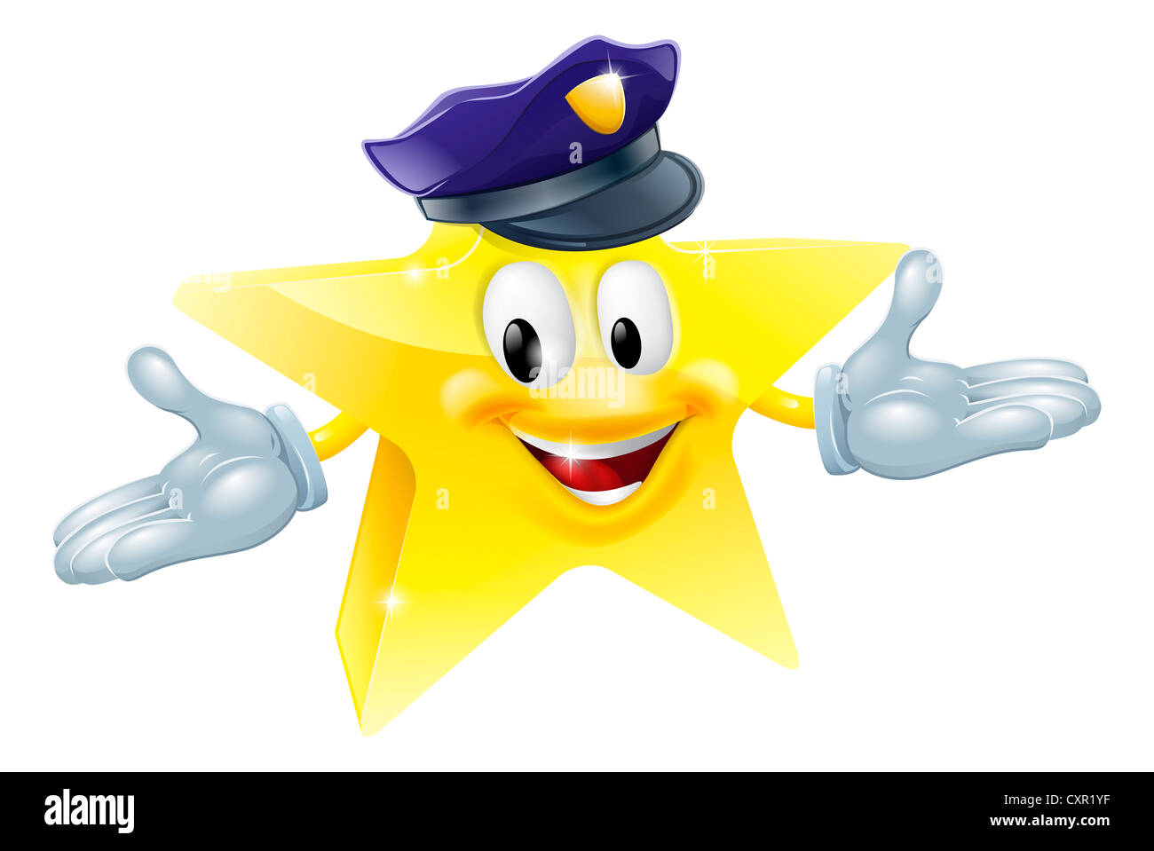 Drawing of a police or security star man smiling happily Stock Photo ...