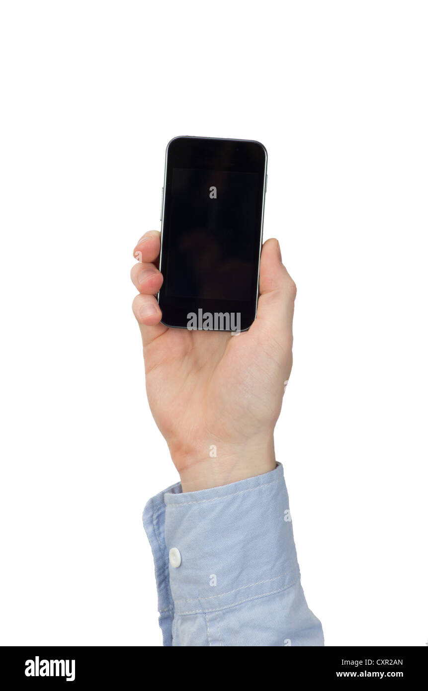 a hands holding a mobile phone for support Stock Photo - Alamy