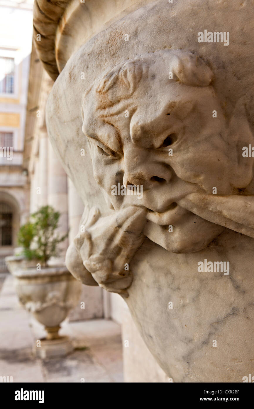 Bas Relief detail of a marble vase in the Mafra National Palace ...