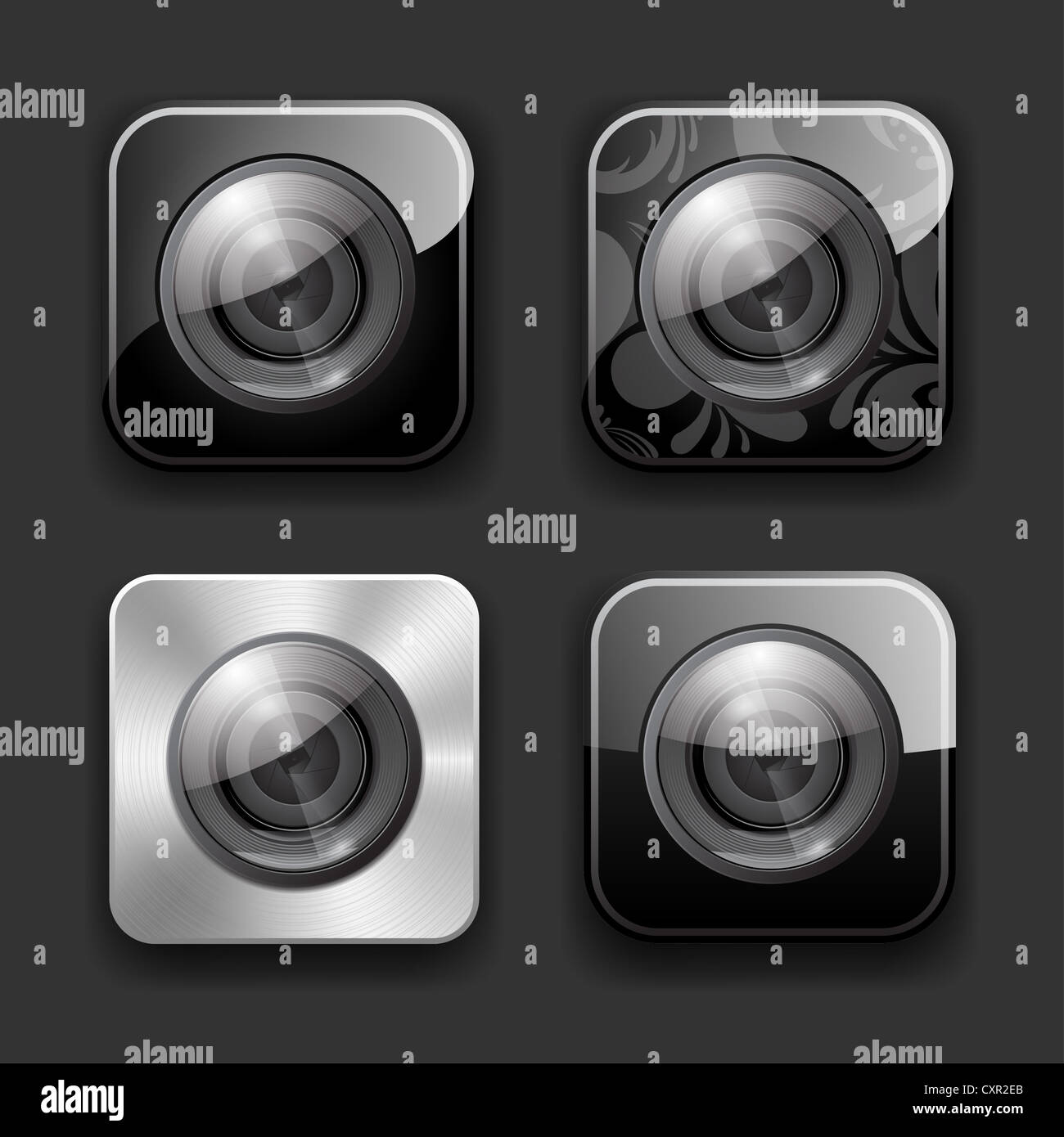 Set of high-detailed camera app icons Stock Photo - Alamy