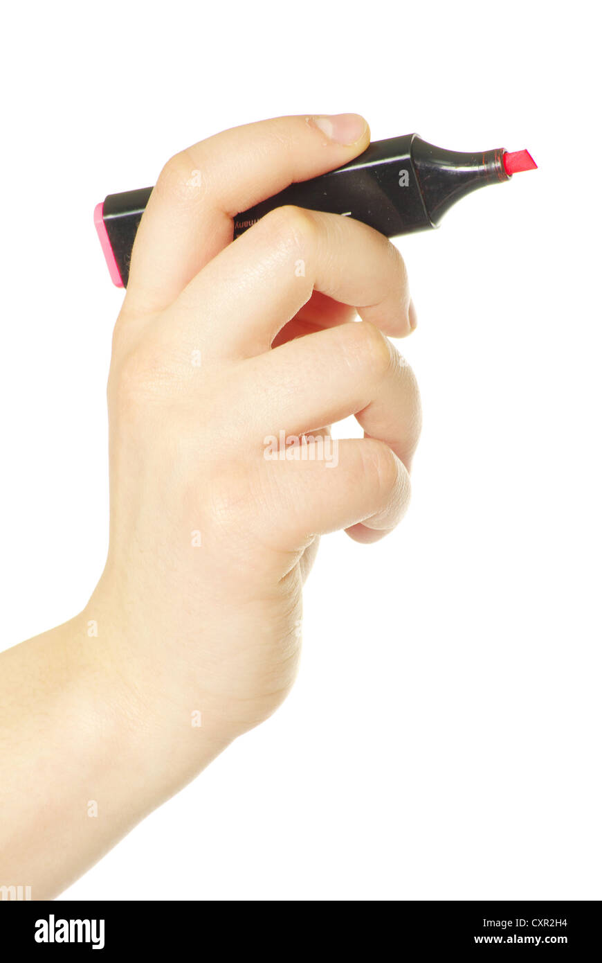 Hand with marker isolated on white background Stock Photo - Alamy