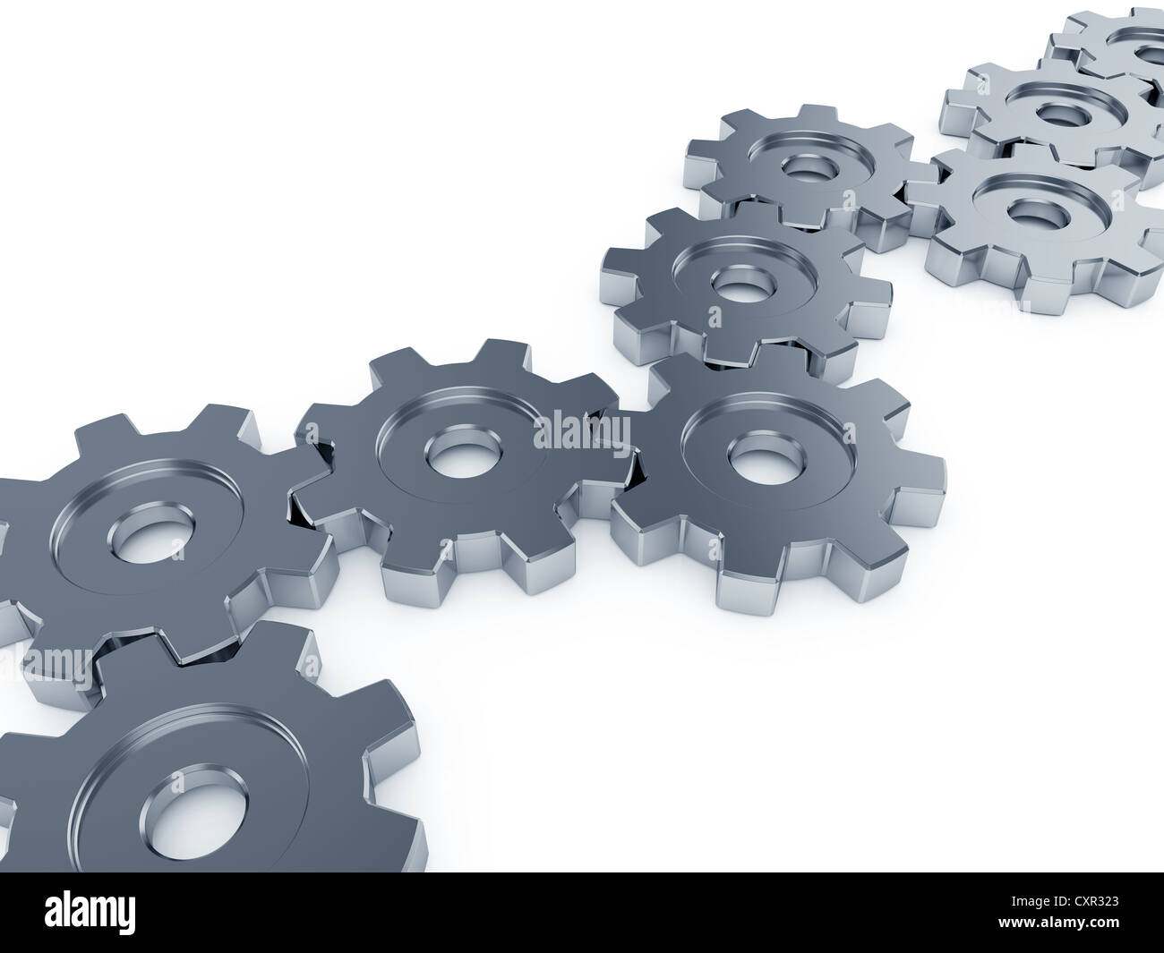 3d render of chrome gears isolated on white background Stock Photo - Alamy