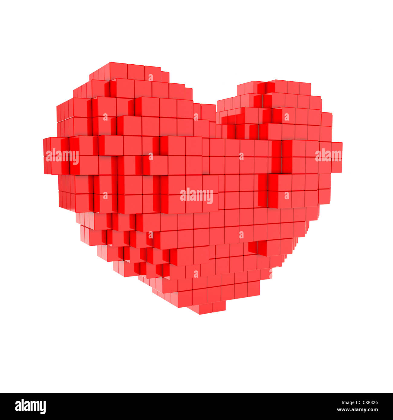Illustration of red heart shape with cubes Stock Photo - Alamy