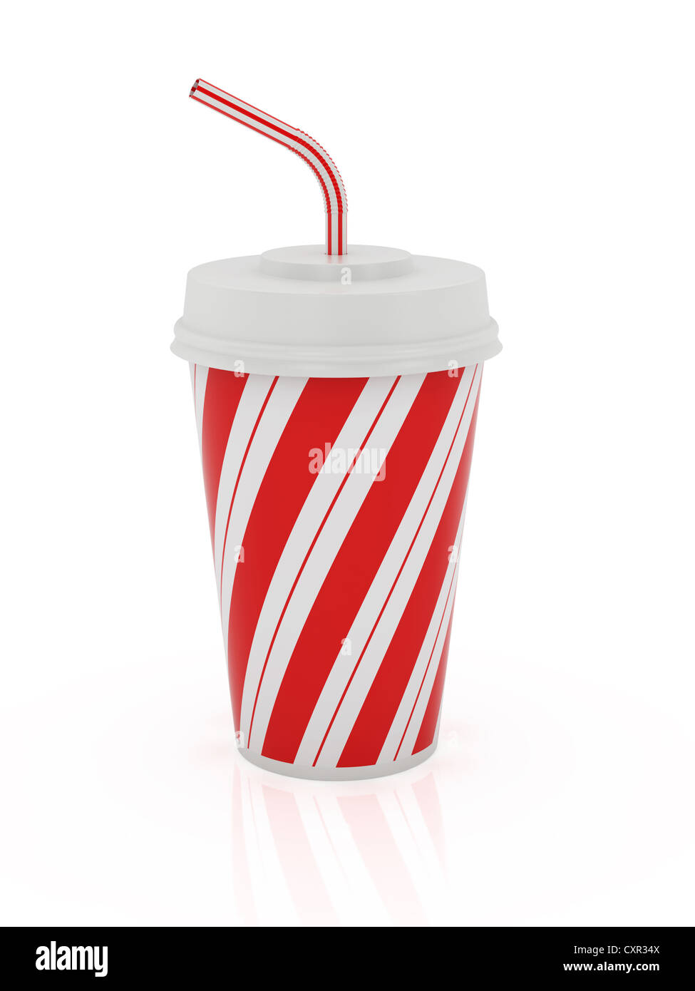3d render of plastic cup and straw isolated on a white background Stock ...