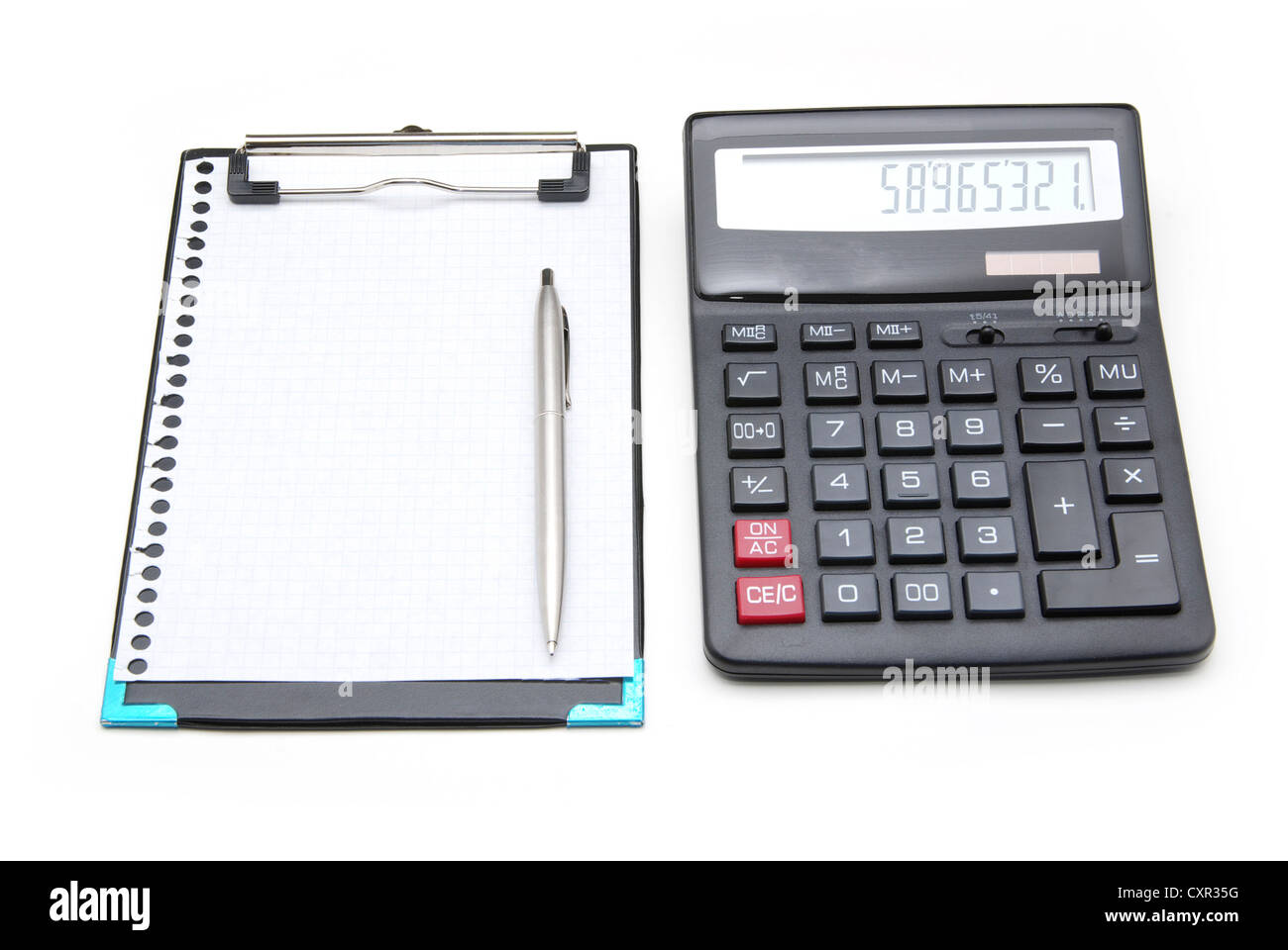 Chart and calculator Cut Out Stock Images & Pictures - Alamy
