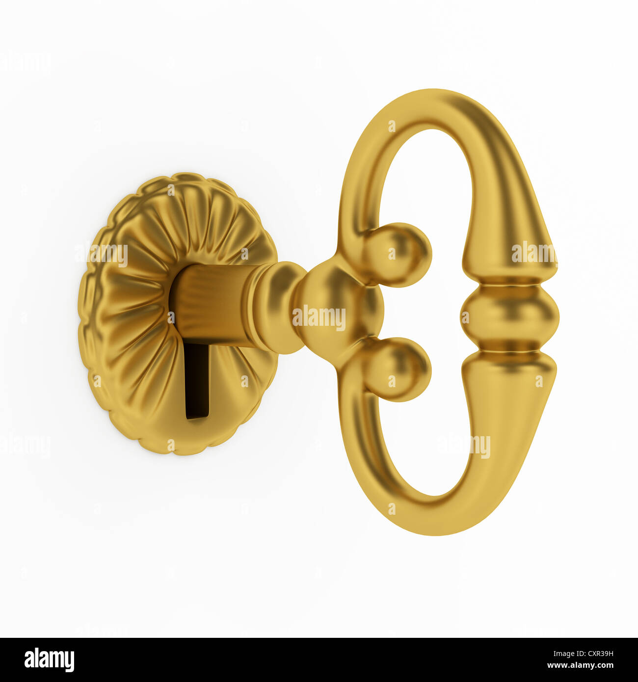 3d illustration of golden key in keyhole isolated on white background ...