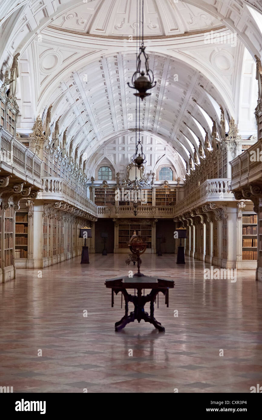 Library of the Mafra National Palace in Portugal. Franciscan religious ...