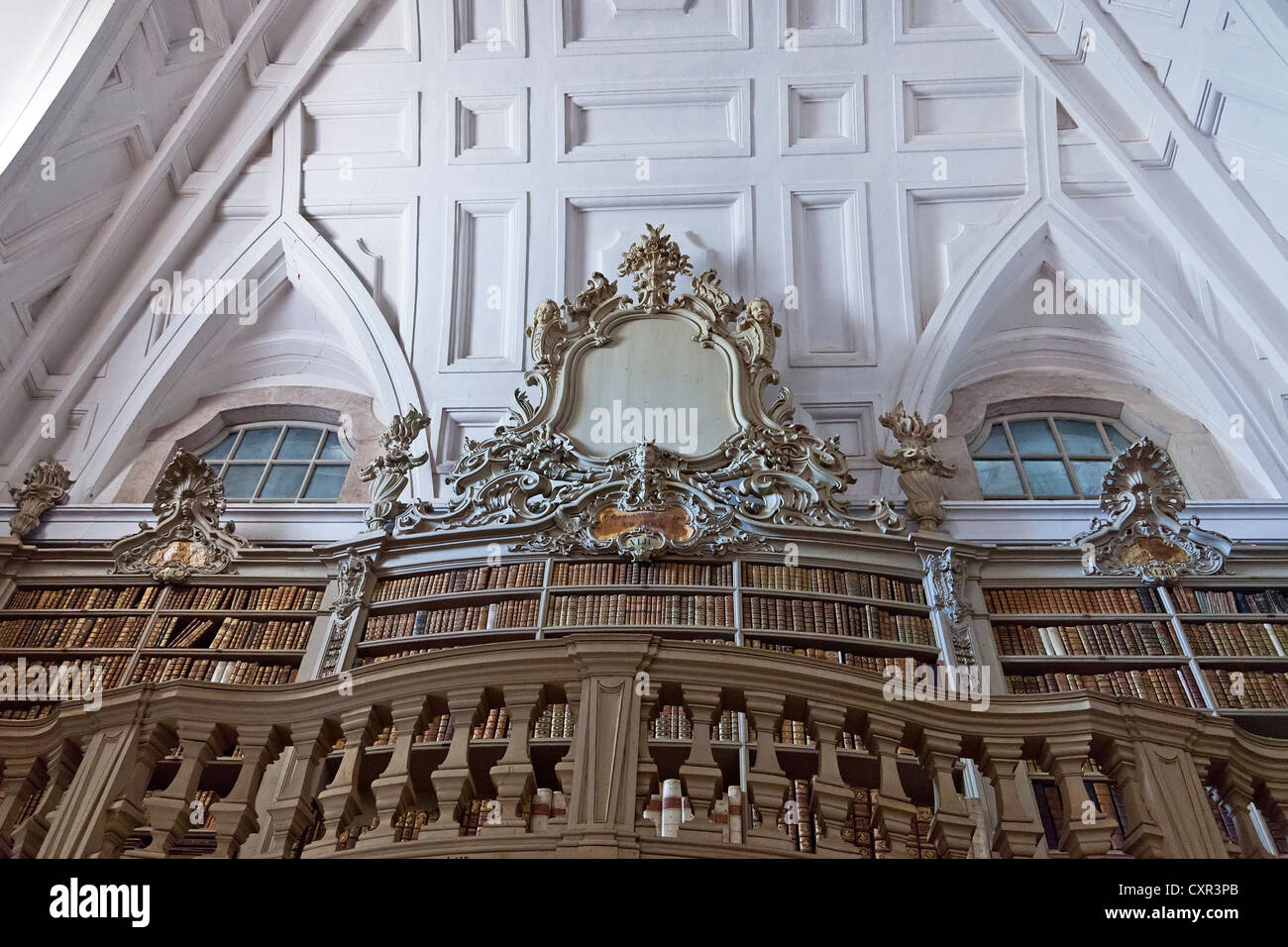 Library of the Mafra National Palace in Portugal. Franciscan religious ...