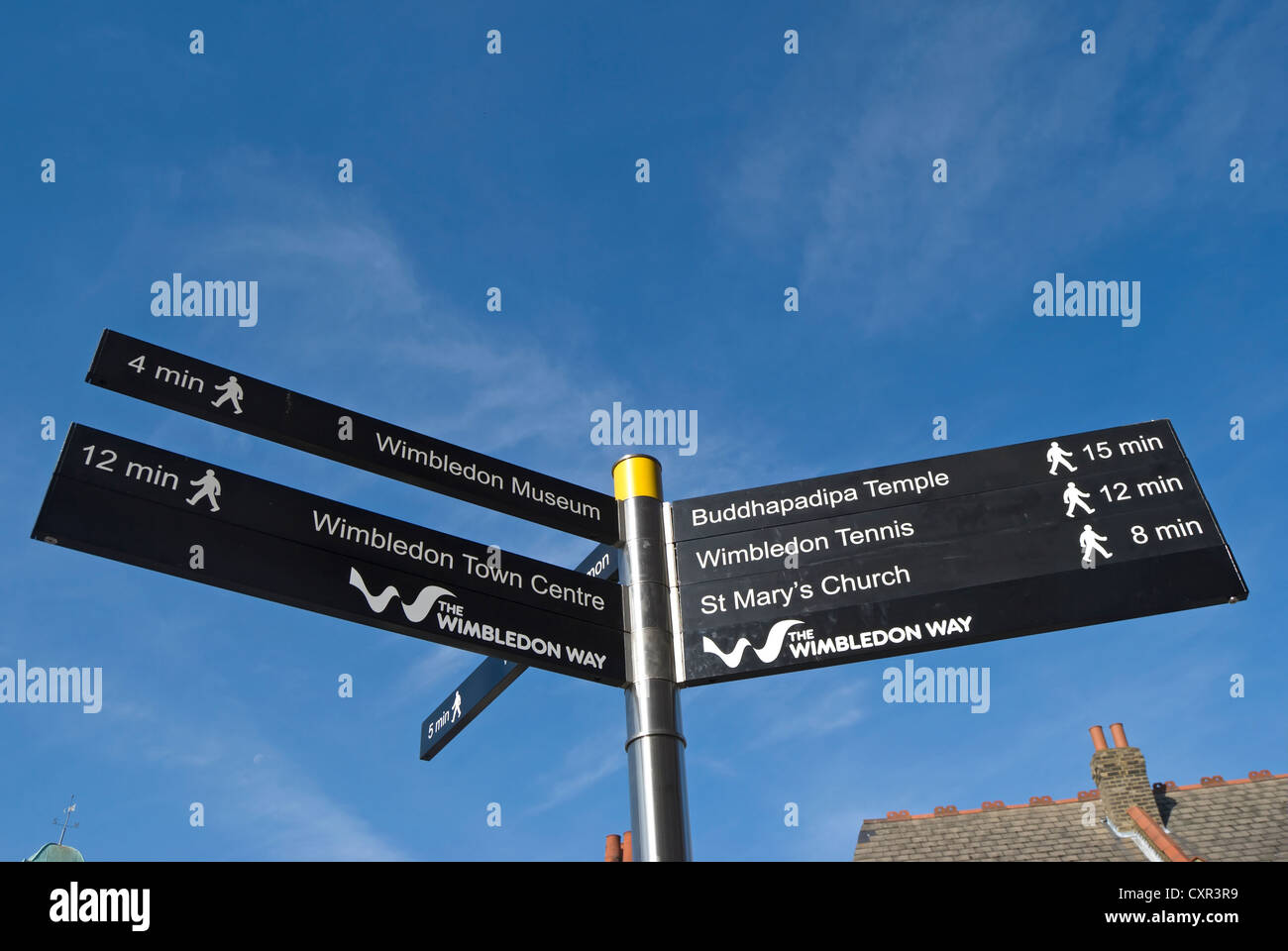 wayfinding sign in wimbledon village, southwest london, england, with ...