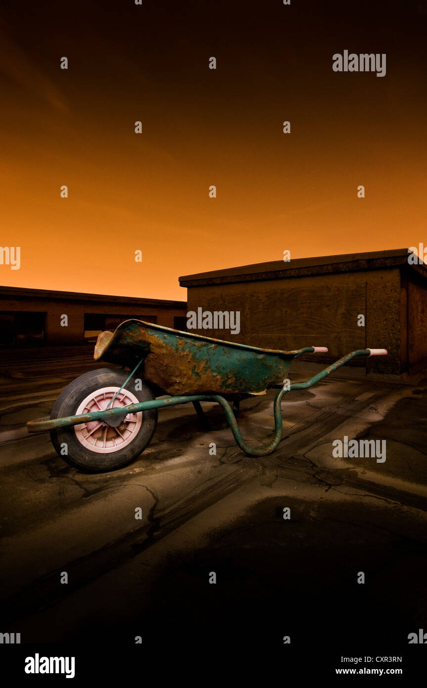 wheel barrow at night Stock Photo - Alamy