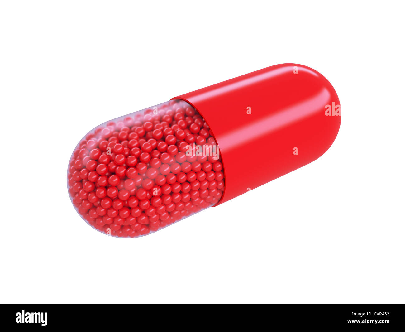 Capsule pill on white background with spheres inside Stock Photo - Alamy