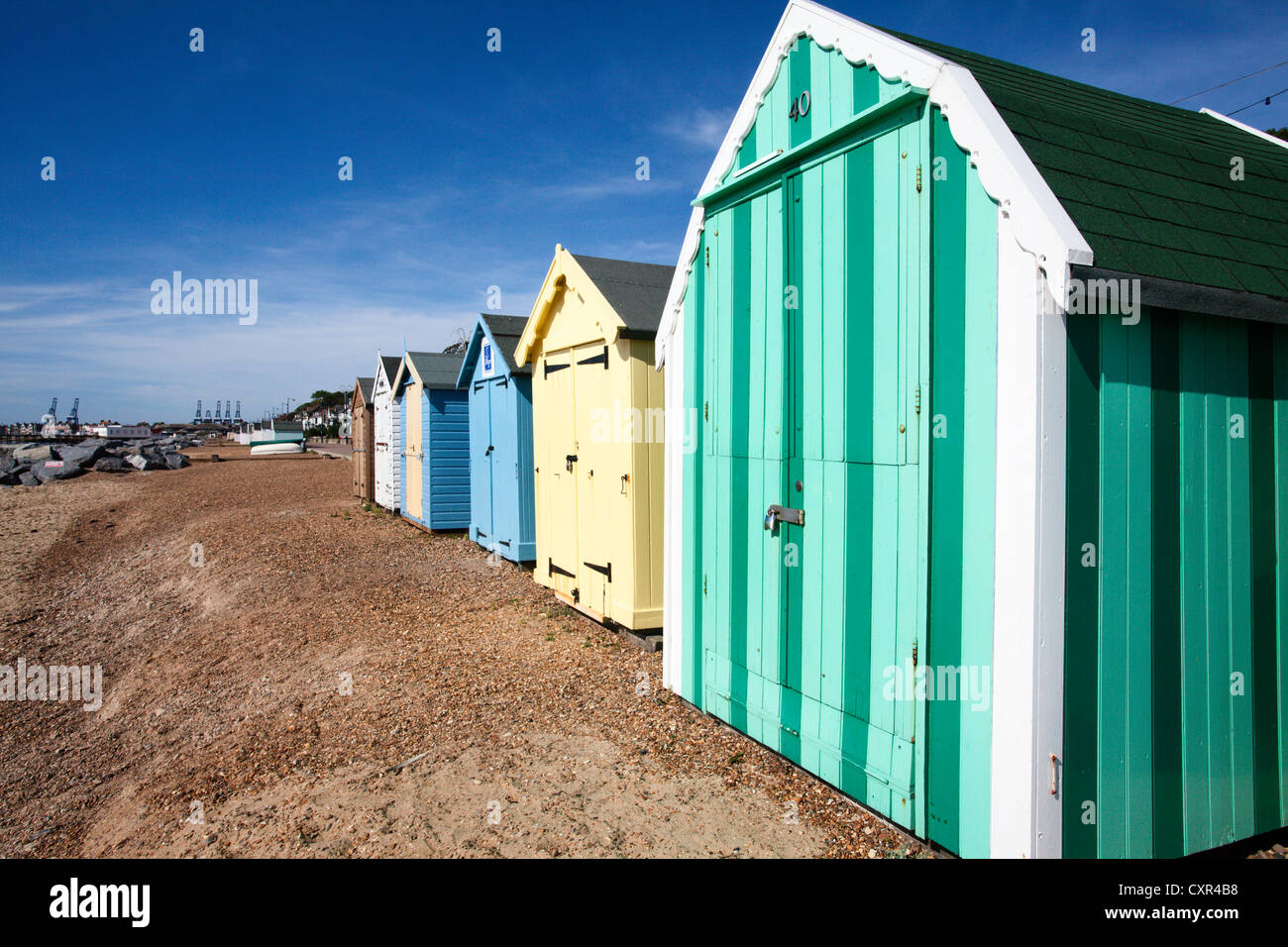 Colourful Beach Huts at Felixstowe Suffolk England Stock Photo - Alamy
