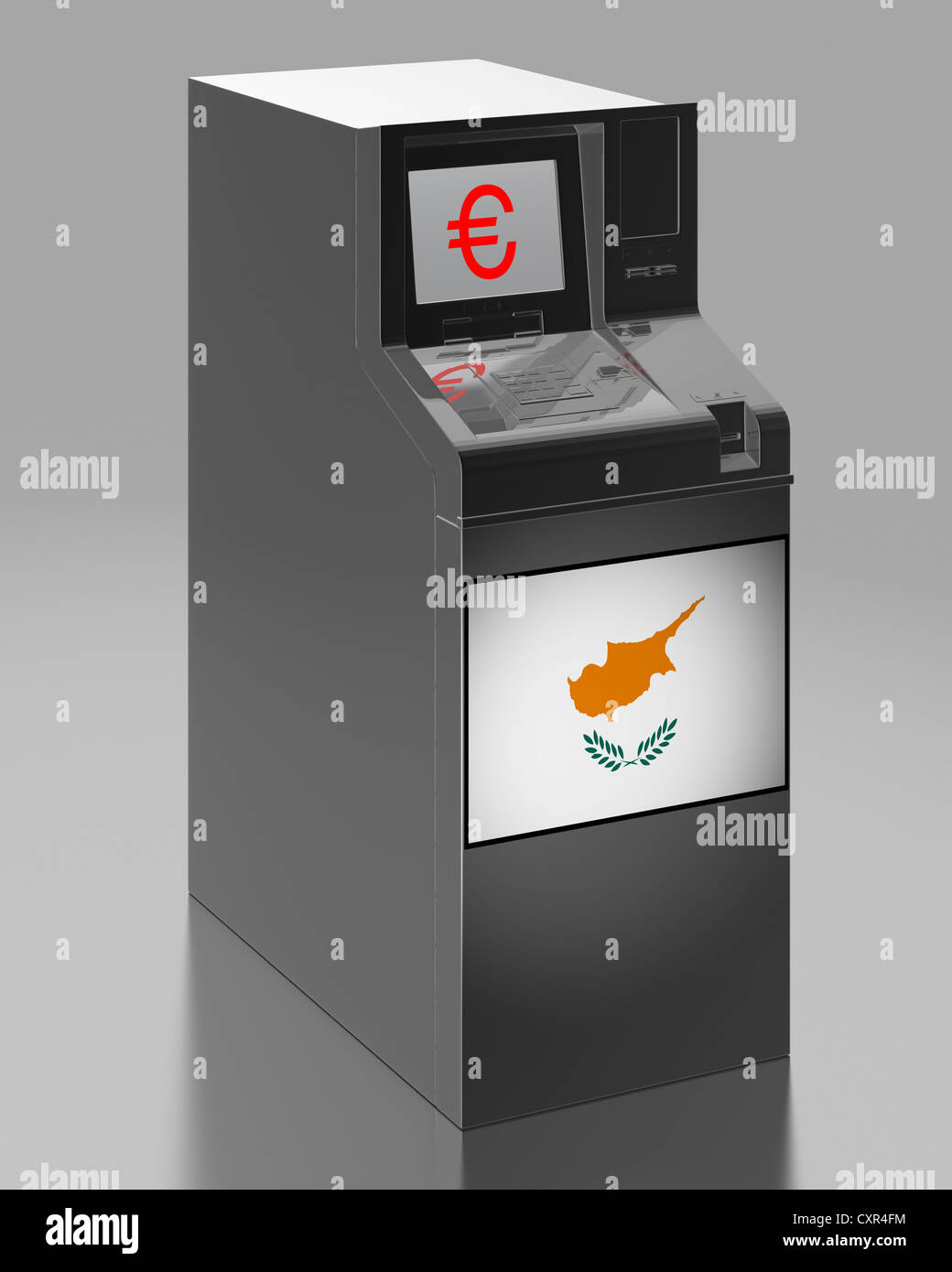 ATM with a Cypriot flag, symbolic image for the euro rescue package for ...