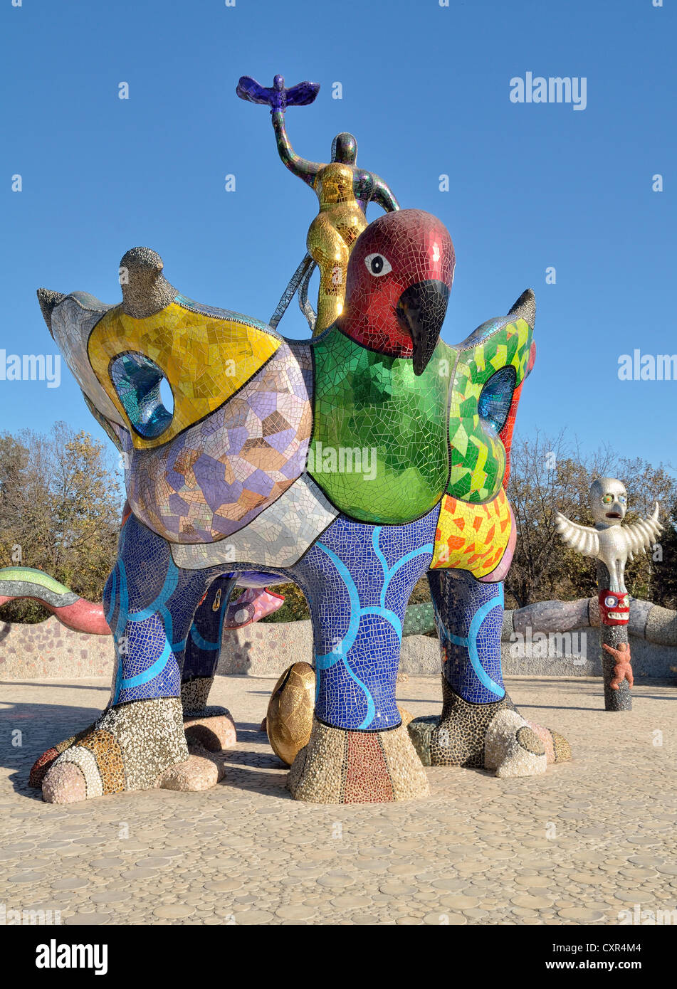 Large mythological bird figure, concrete sculpture with mosaics, Queen ...