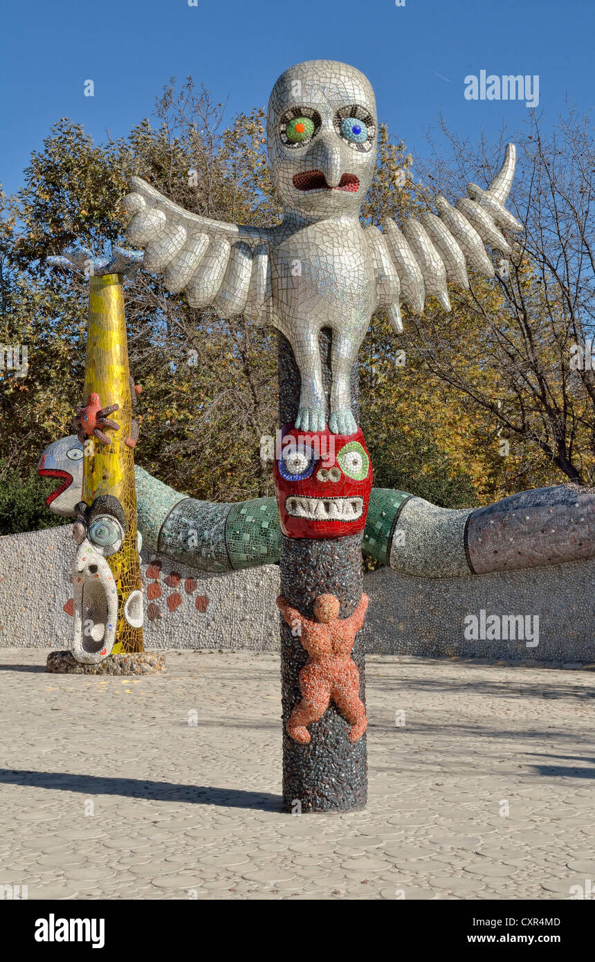 Stele with a mythological bird figure, sculpture with mosaic, Queen ...