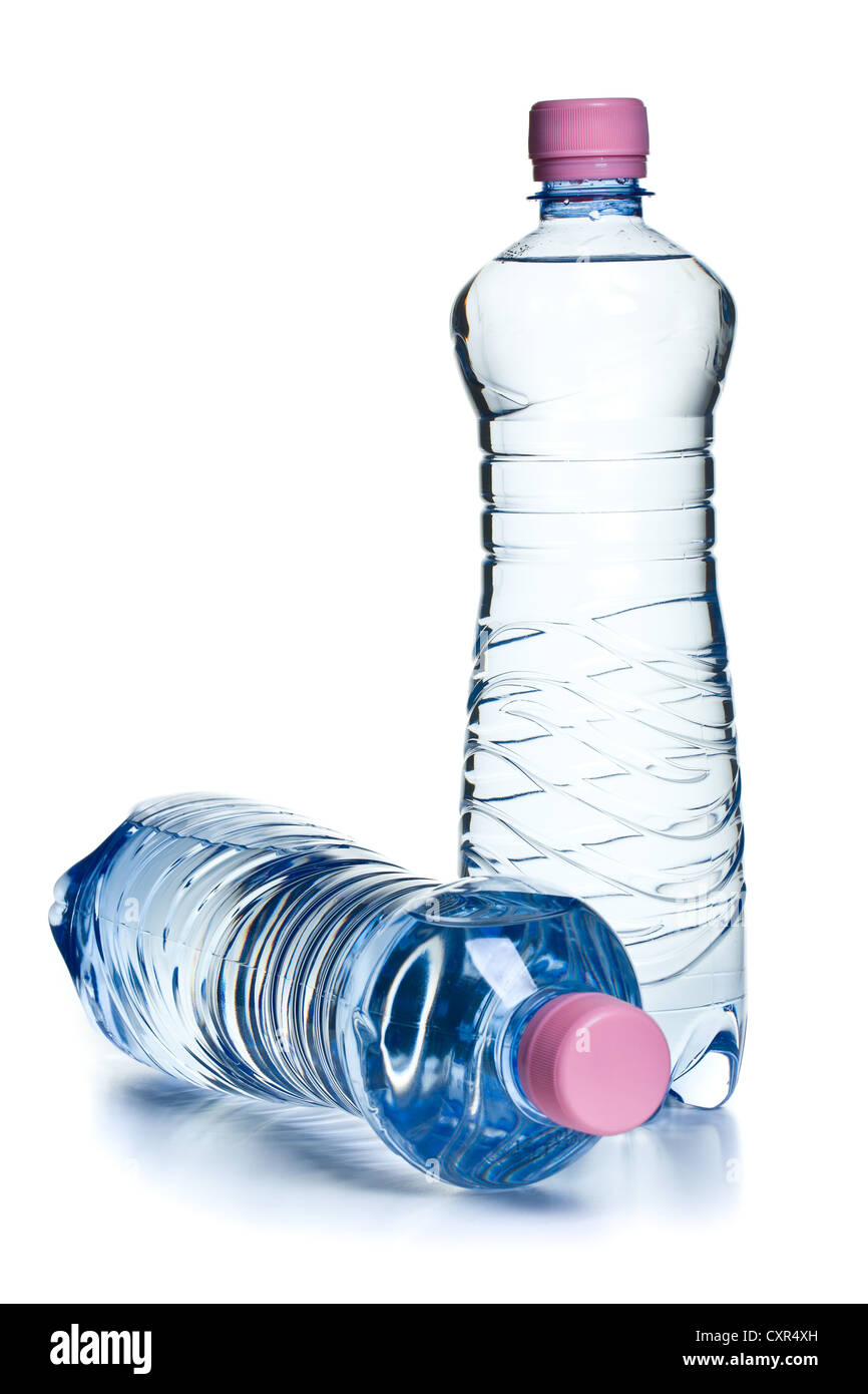 plastic water bottles on white background Stock Photo - Alamy