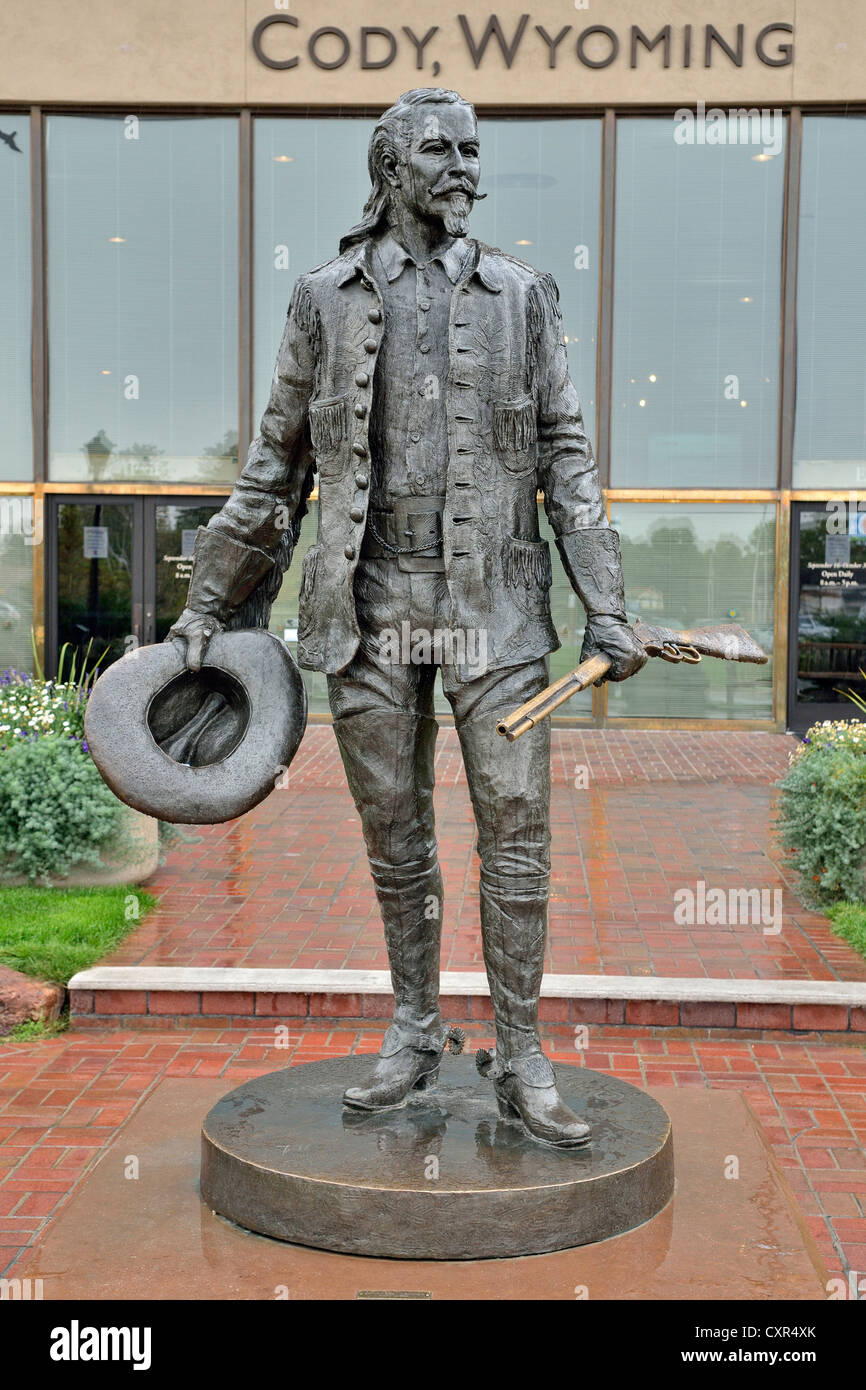 Bronze statue of Buffalo Bill in front of the Buffalo Bill Historical ...