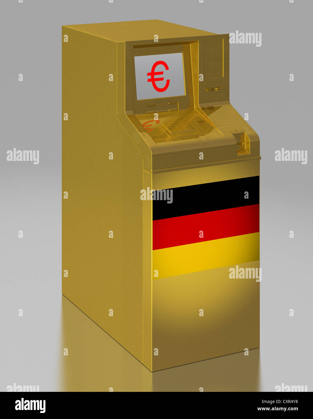 ATM with a German flag, symbolic image for the euro rescue package ...