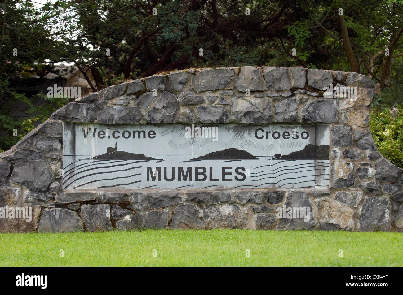 Sign at the entrance to Mumbles near Swansea, UK Stock Photo - Alamy