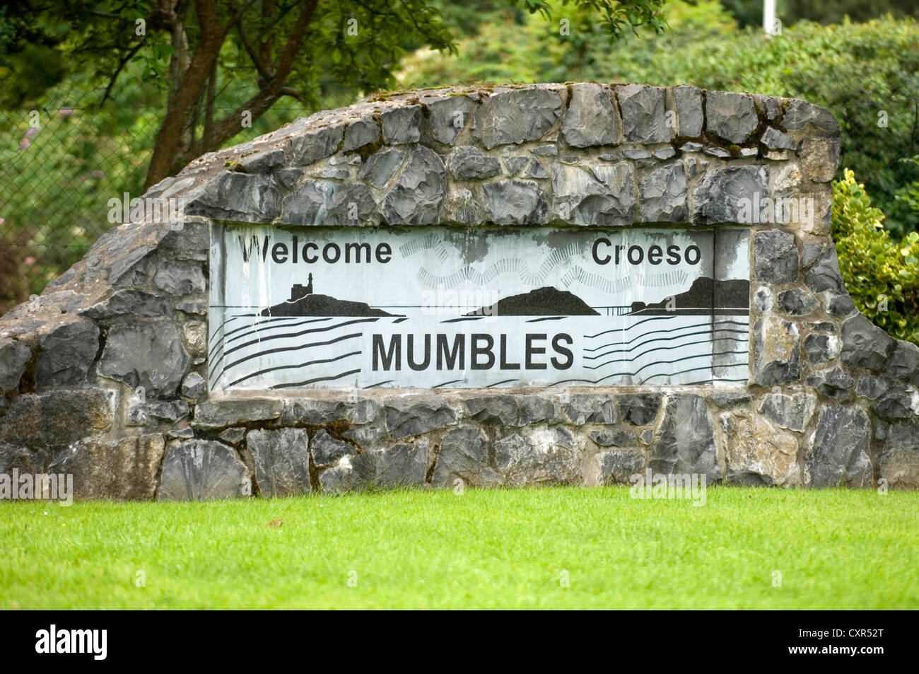 Sign at the entrance to Mumbles near Swansea, UK Stock Photo - Alamy