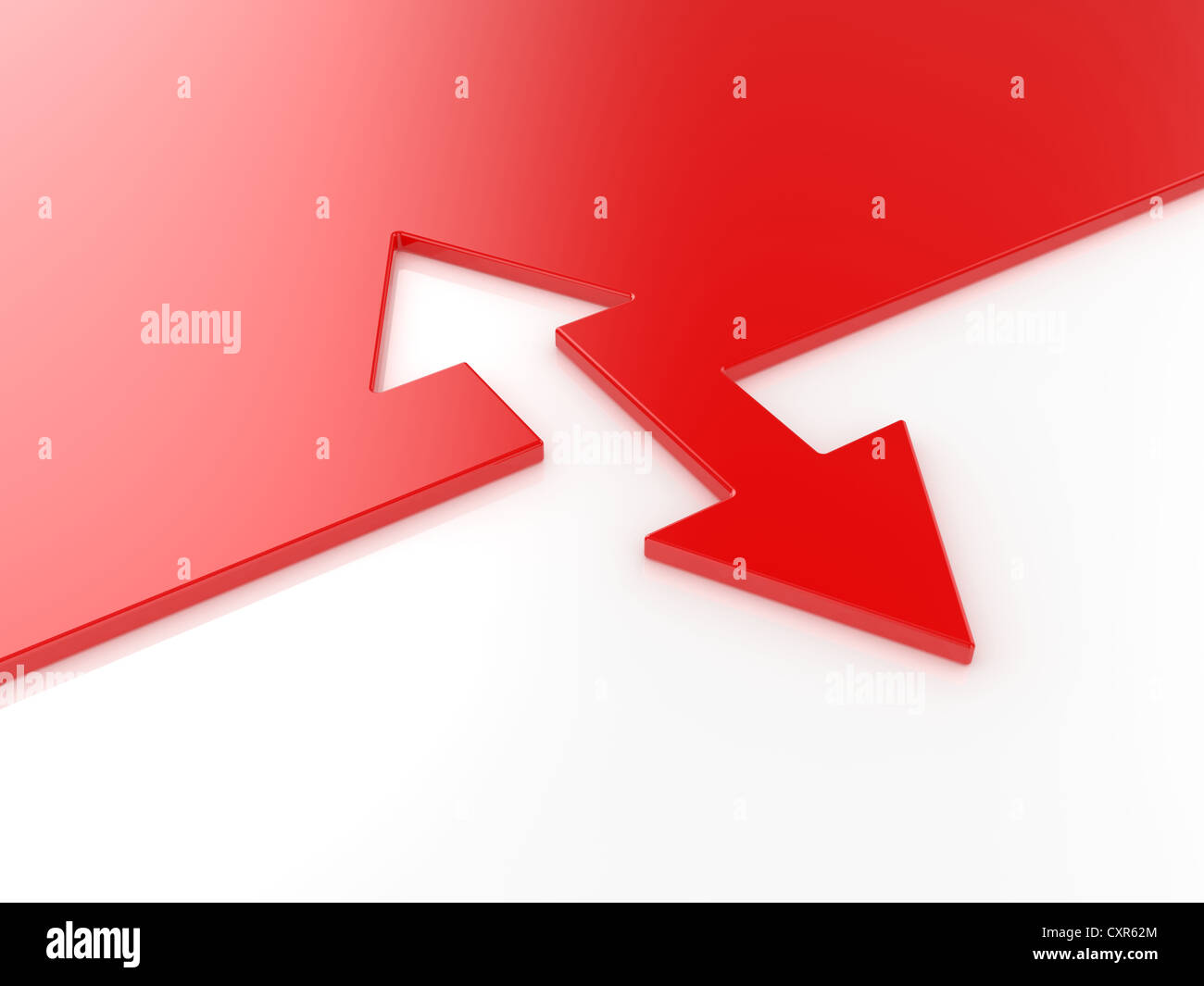 3d render of red arrow connection concept Stock Photo - Alamy