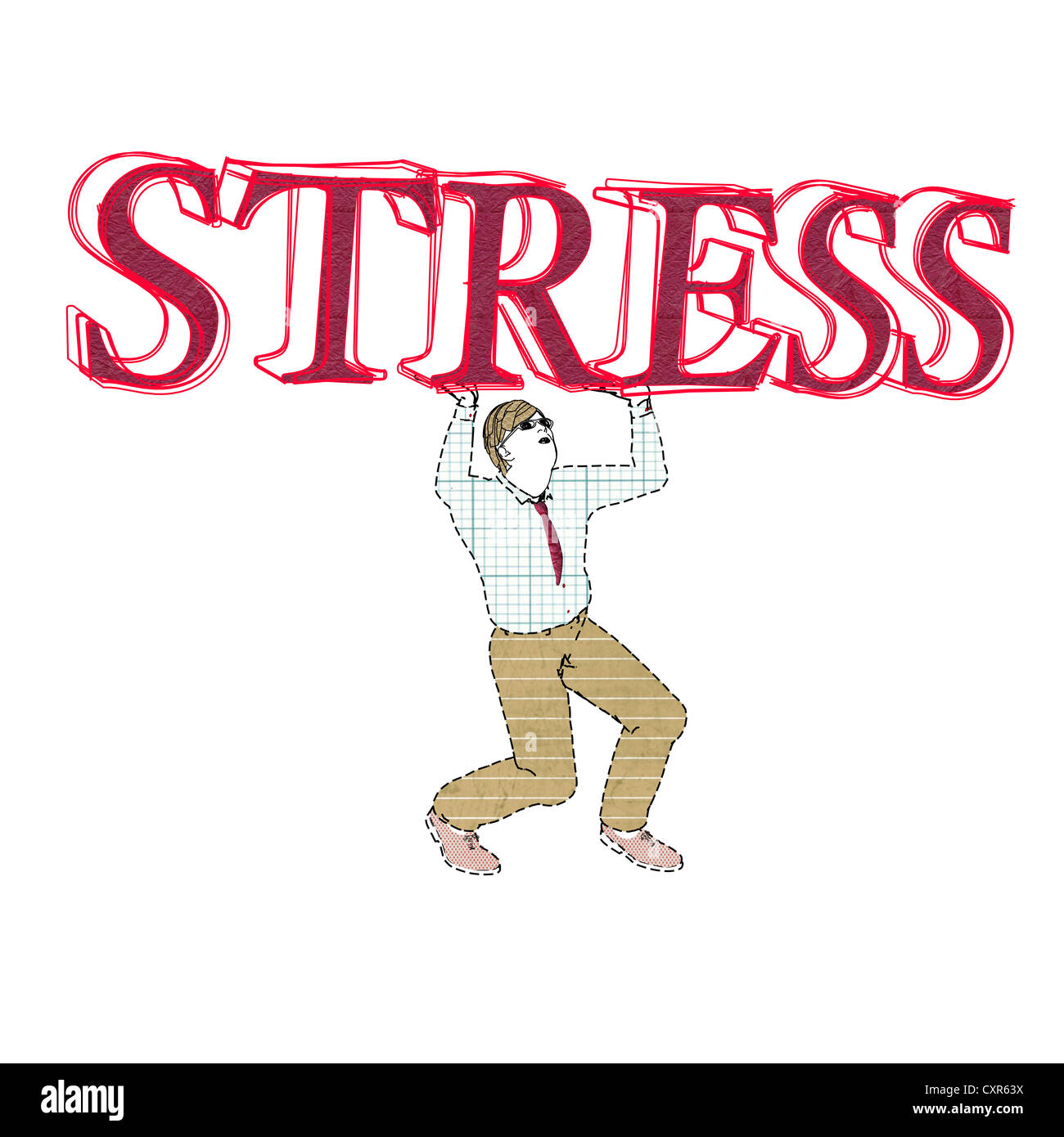 Man holding heavy letters spelling "Stress", illustration Stock Photo ...