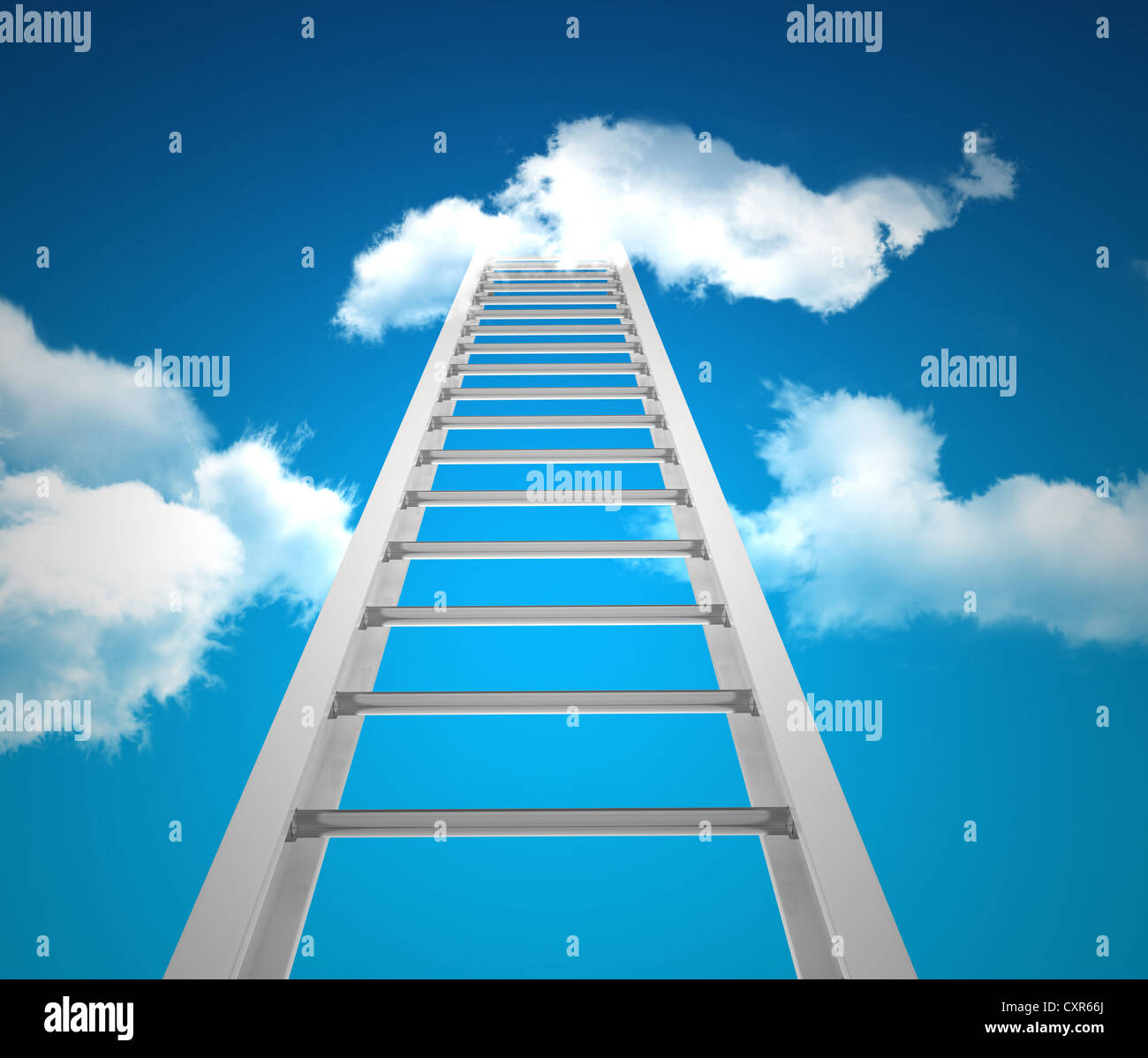 3d render of ladder in the sky Stock Photo - Alamy