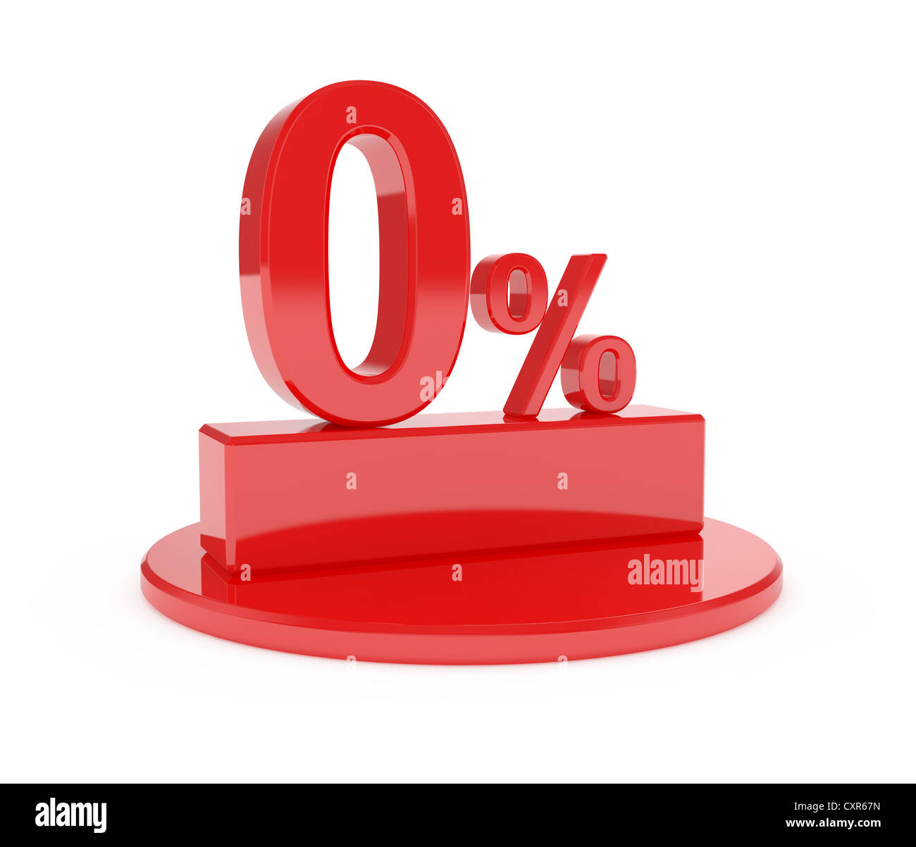 3d render of red zero percent isolated on white background Stock Photo ...