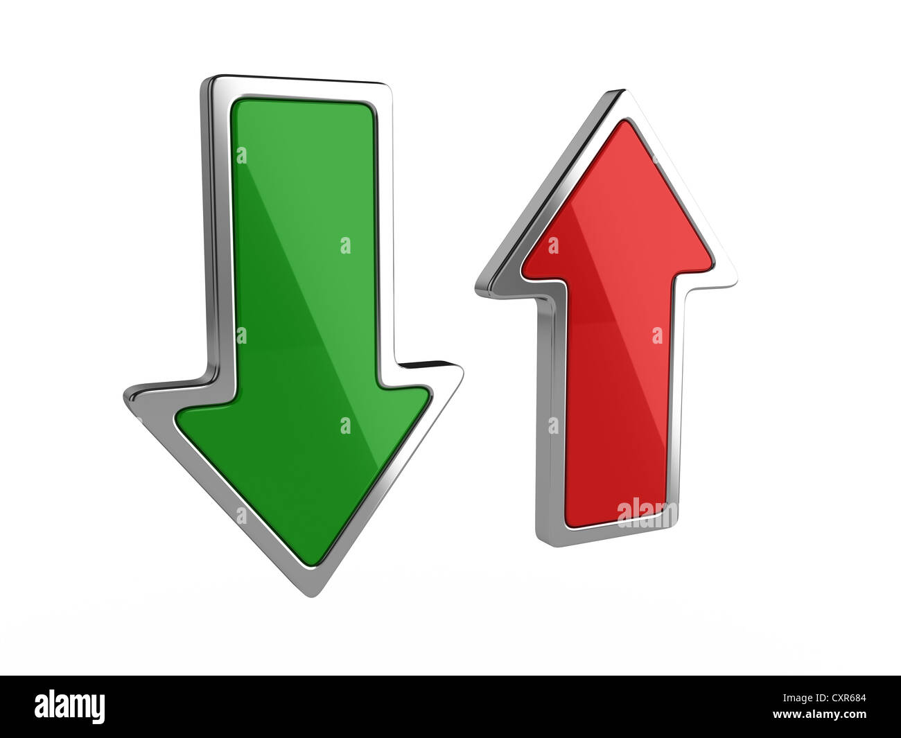 3d illustration of download and upload arrows on white background Stock ...