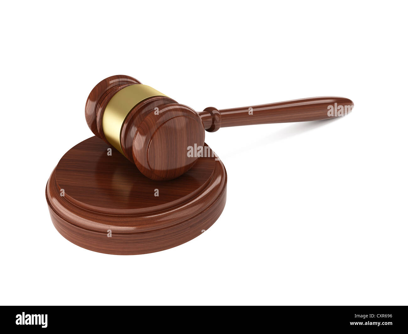 3d render of wooden judge gavel on white background Stock Photo - Alamy