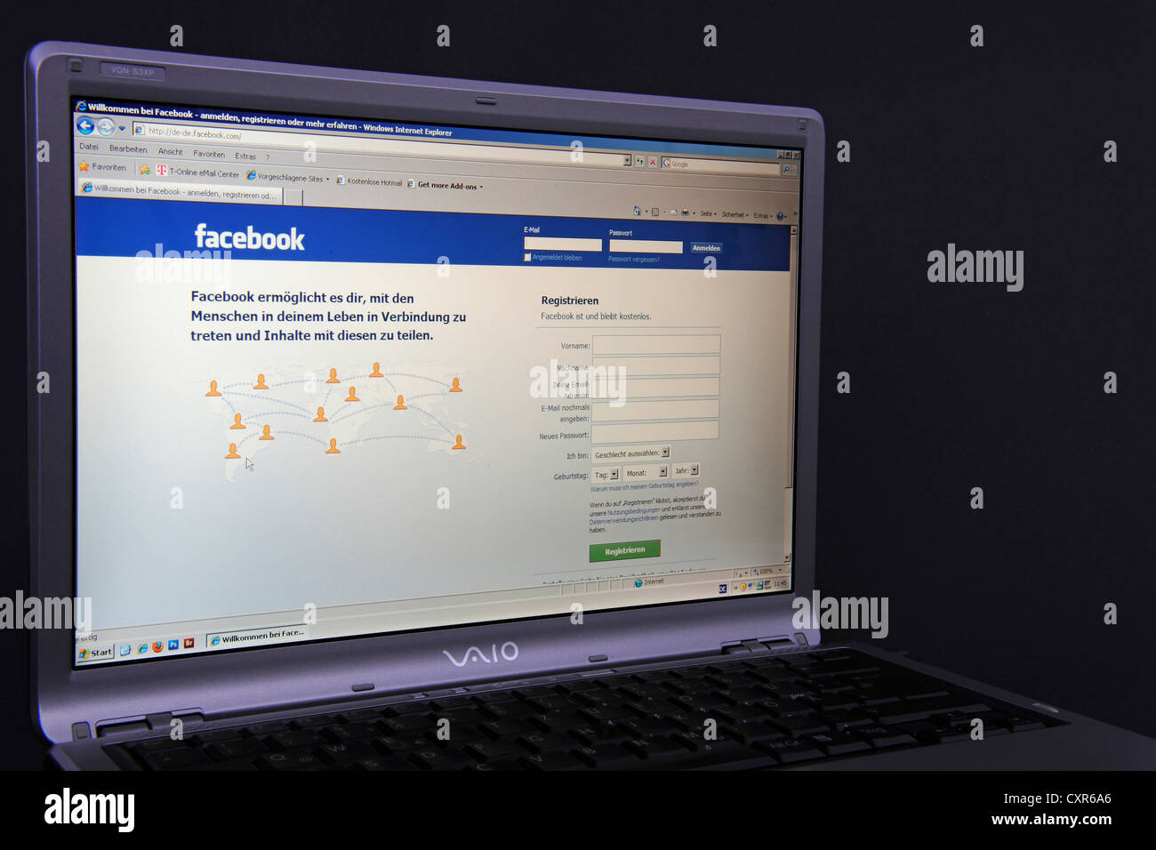 Website, Facebook webpage on the screen of a Sony Vaio laptop, a social ...