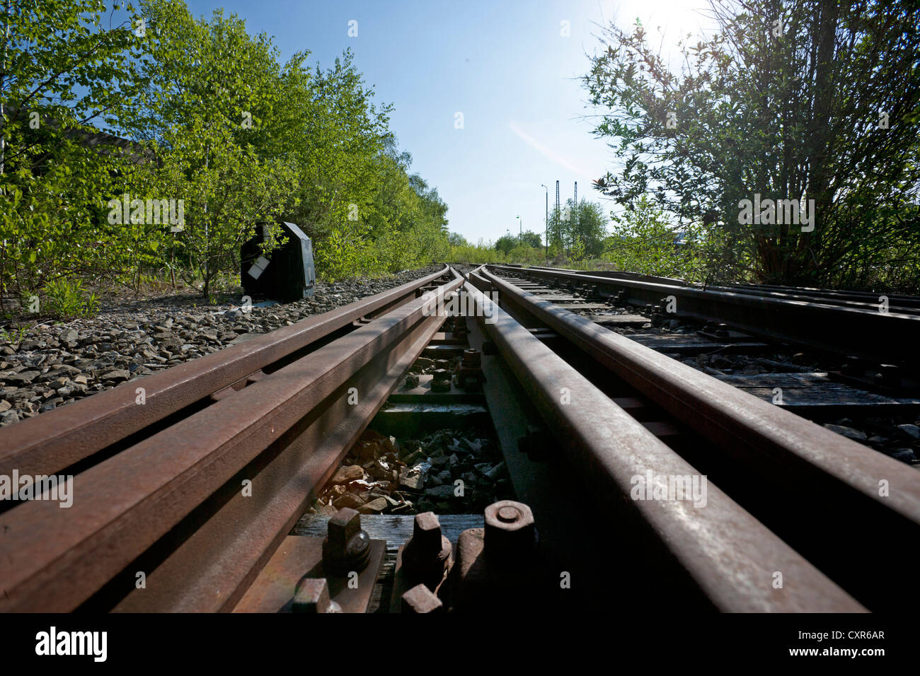 Disused railway line, railway tracks, Deutsche Bahn, Germany, Europe ...