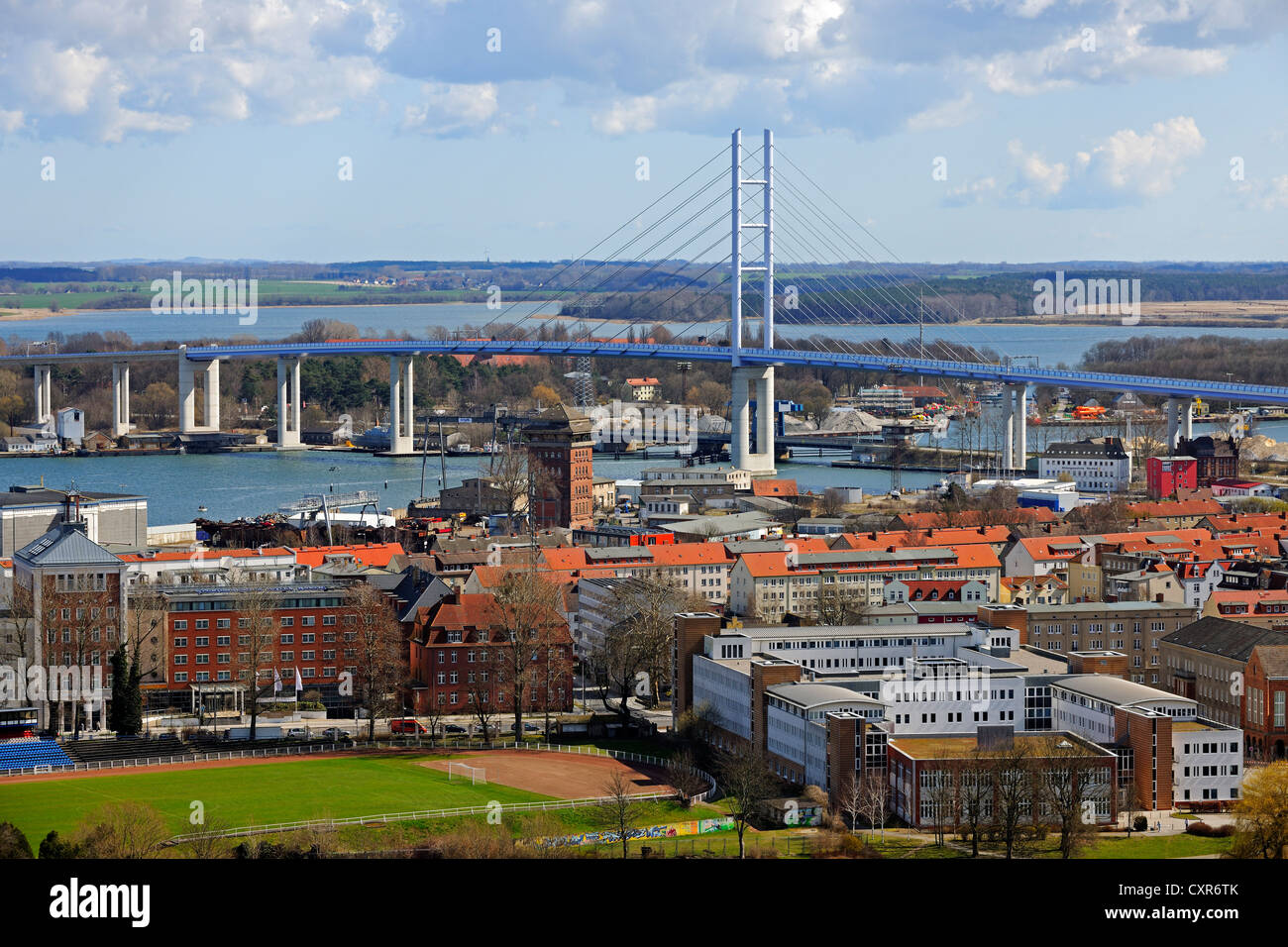 New Ruegendammbruecke bridge crossing the Strelasund to the island of ...