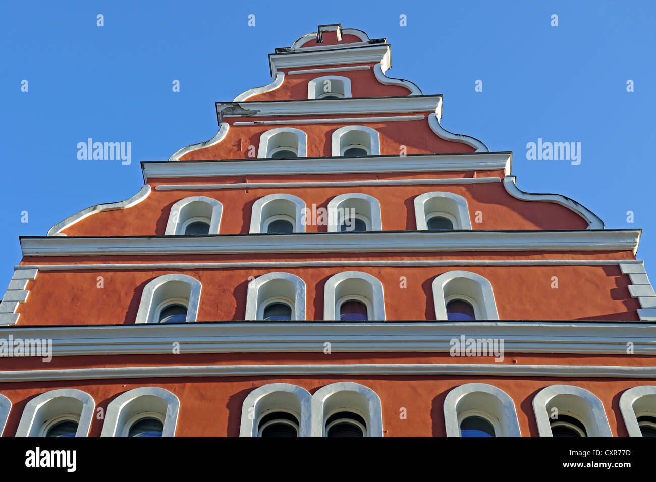 Historic gable in the old town of Stralsund, UNESCO World Heritage Site ...