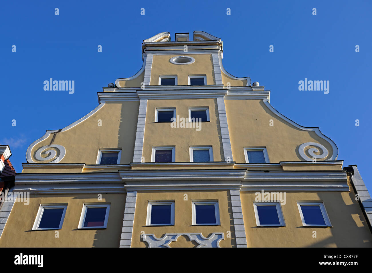 Historic gable in the old town of Stralsund, UNESCO World Heritage Site ...