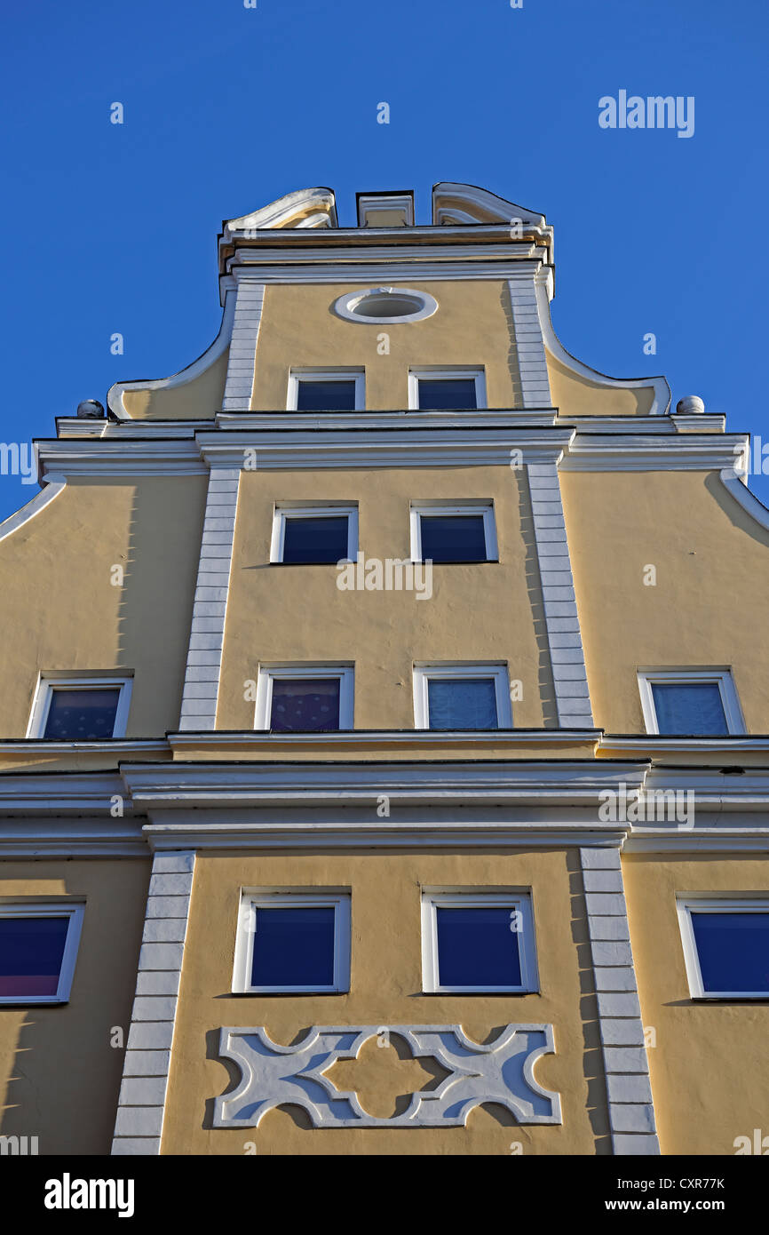 Historic gable in the old town of Stralsund, UNESCO World Heritage Site ...
