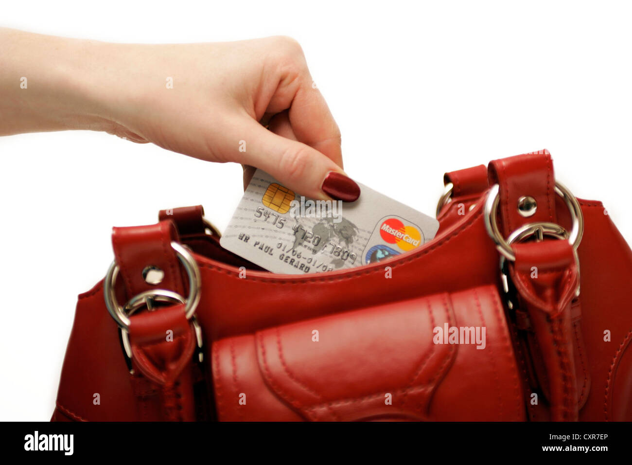Ladies hand pulling credit card hi-res stock photography and images - Alamy