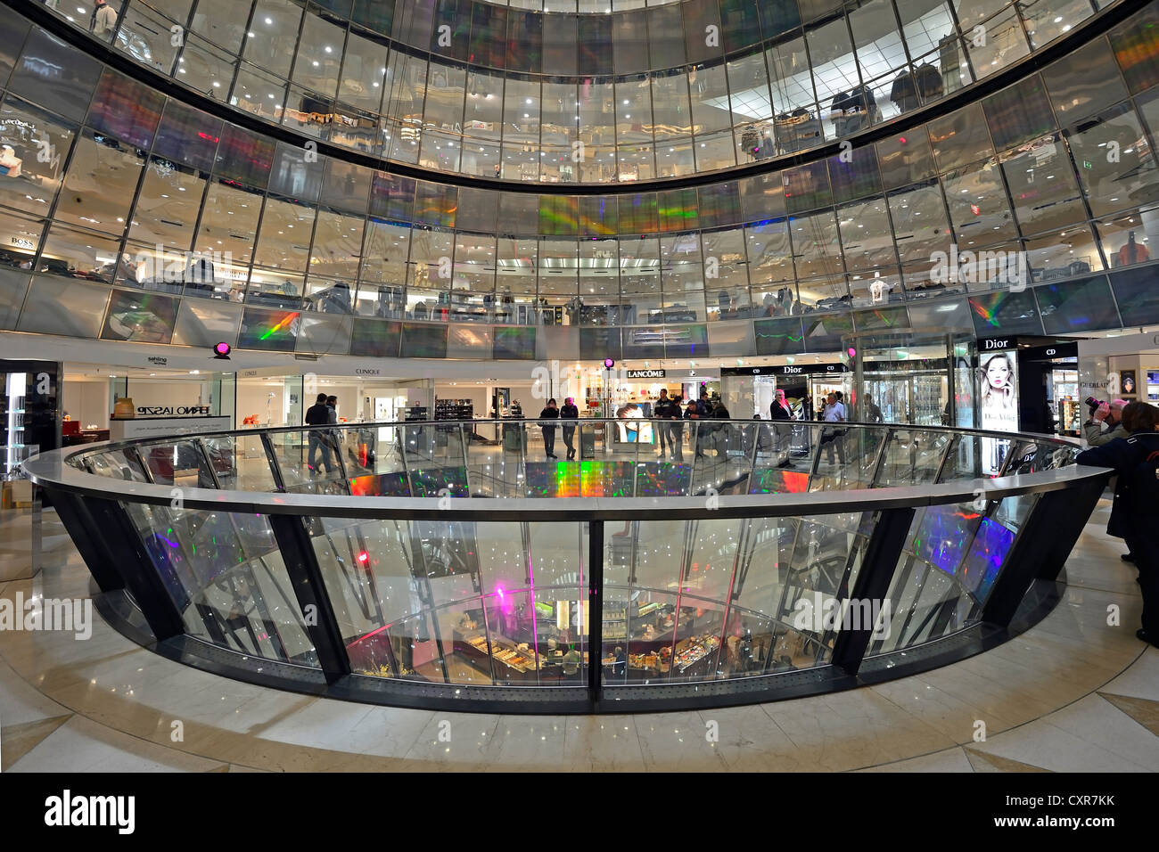 Atrium, interior of the Galeries Lafayette department store ...