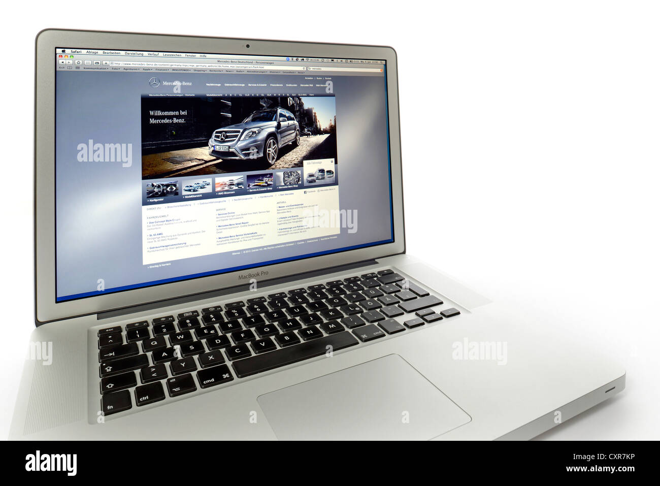 Mercedes-Benz, website displayed on the screen of an Apple MacBook Pro ...