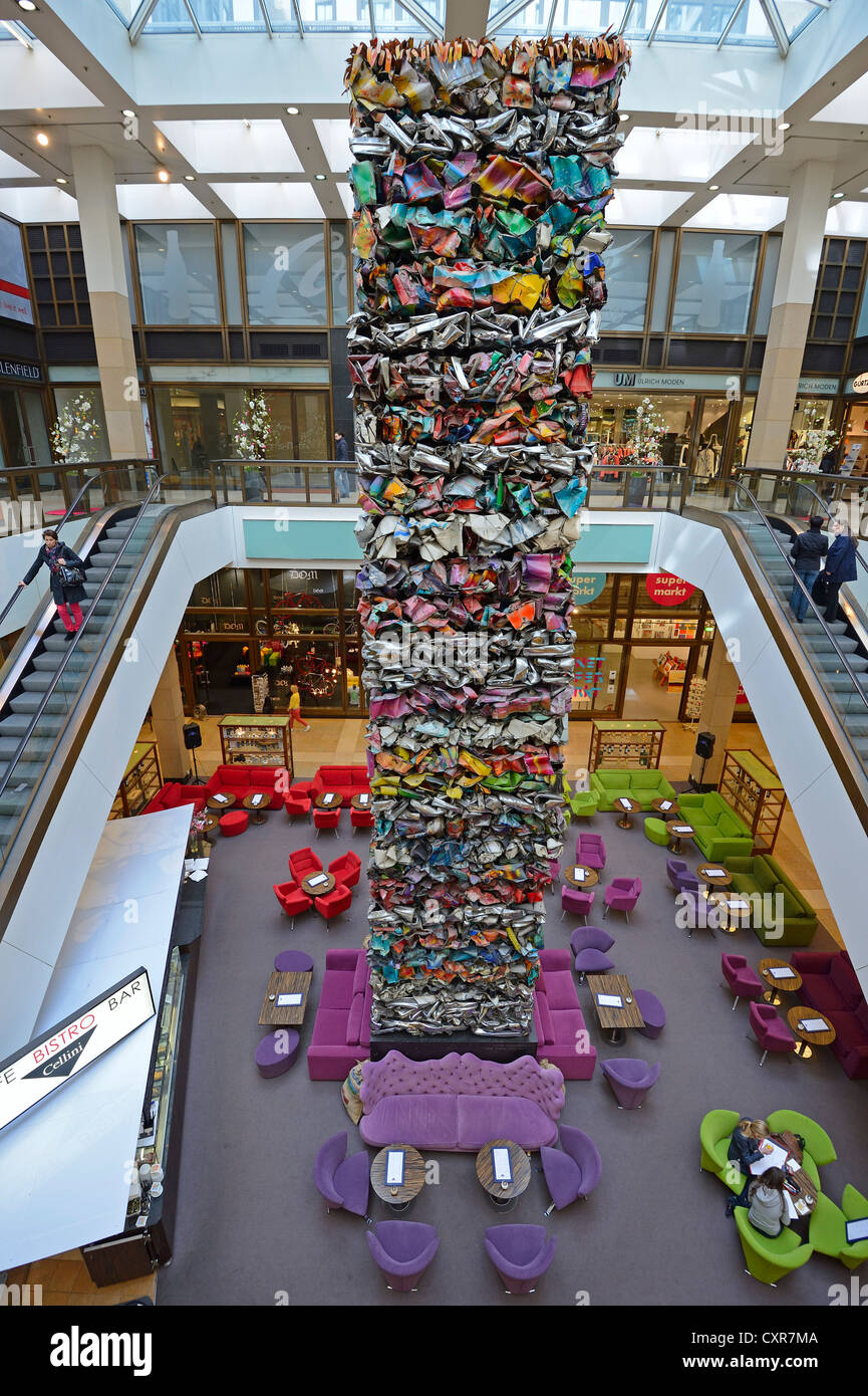 Atrium of the noble shopping arcade, The Q, with the artwork The Tower ...
