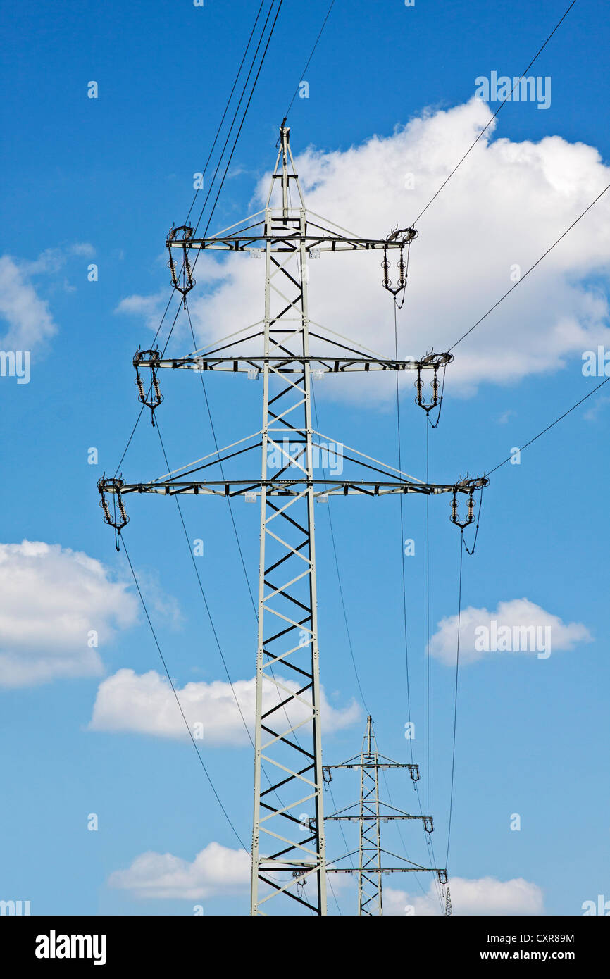 Electricity pylon, suspension tower Stock Photo - Alamy