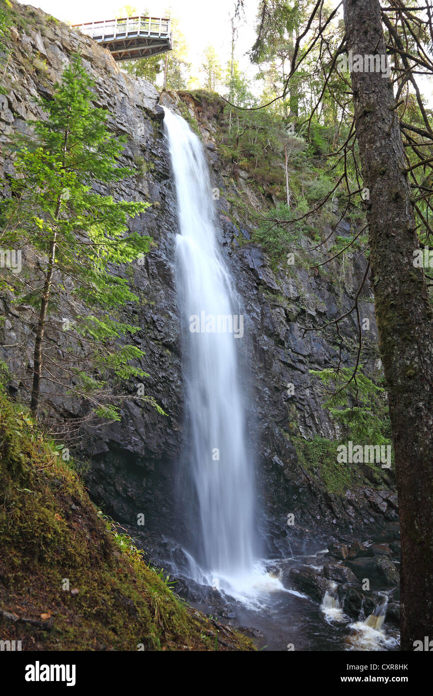 Plodda Falls waterfall, Tomich, near Glen Affric, in the Scottish ...