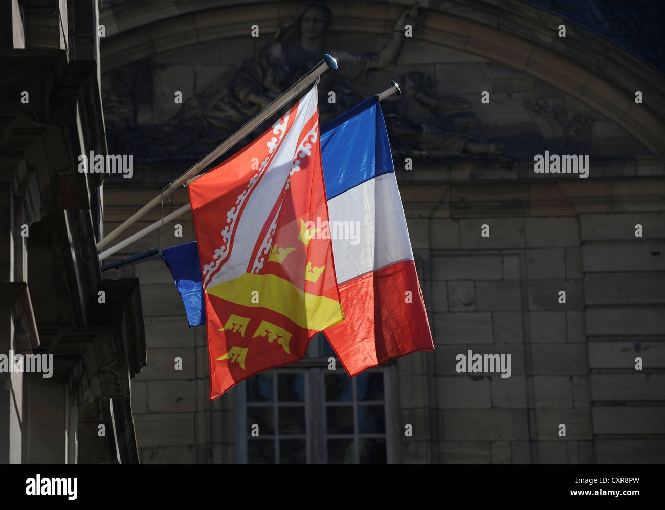 National flag of France and the flag of Strasbourg, Lycée Fustel de ...