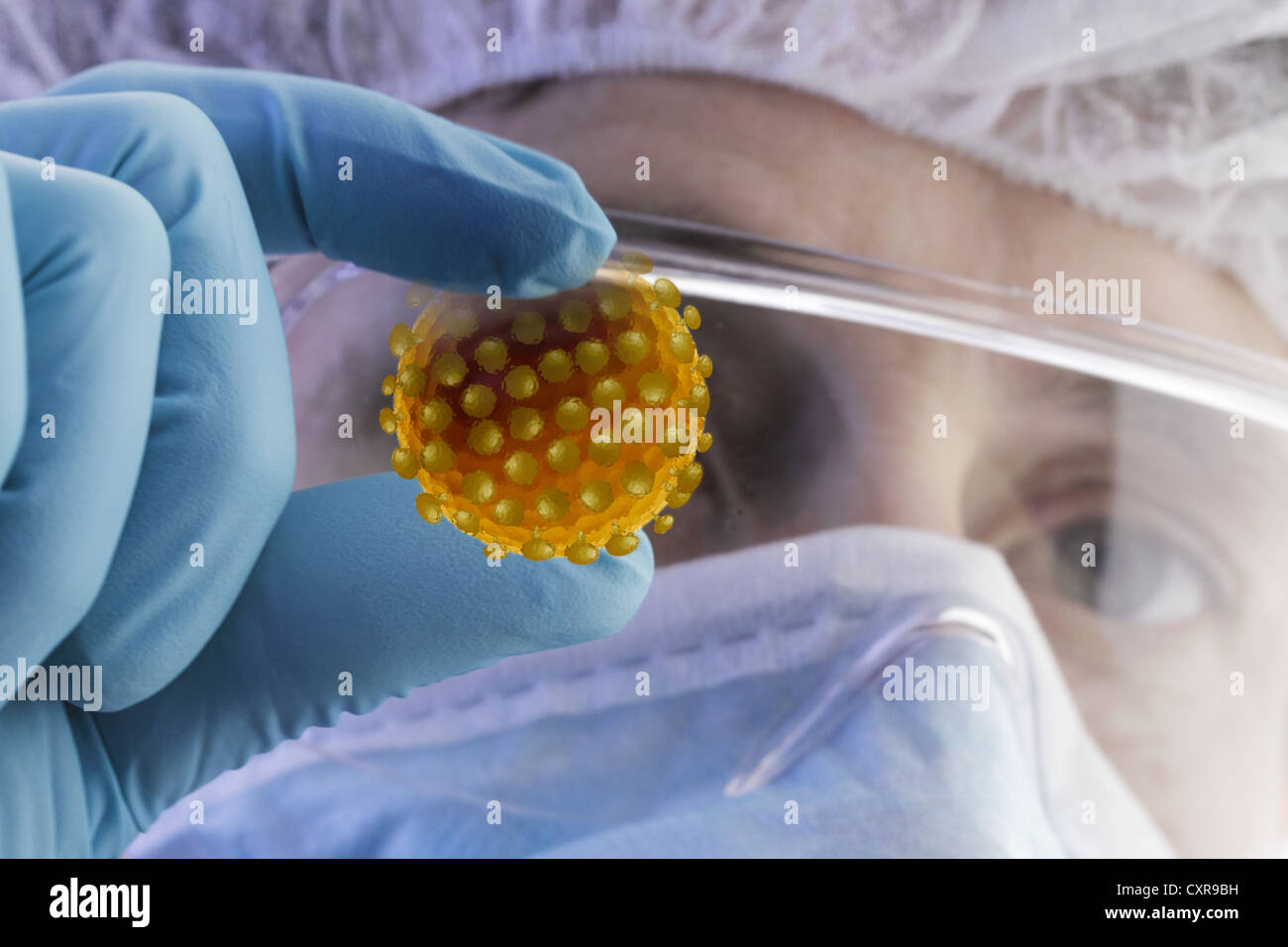 Scientist and virus, illustration Stock Photo - Alamy
