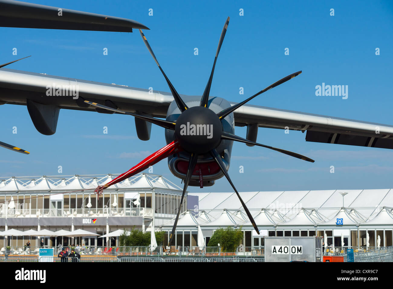 Engine close-up of the military transport aircraft Airbus A400M Atlas ...