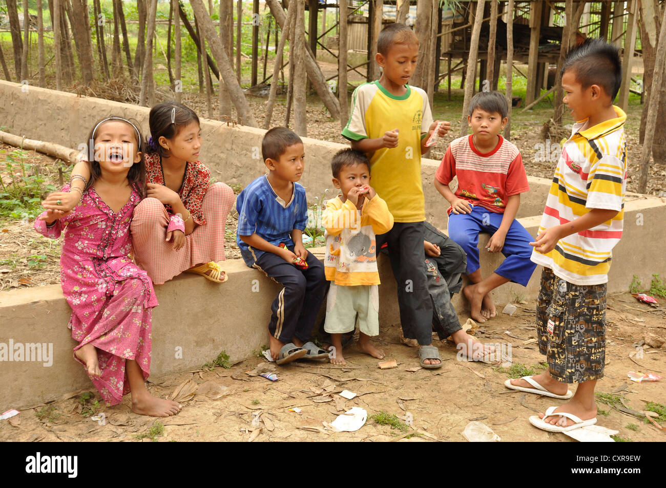 Children in the village of the Cham ethnic minority, Chau Doc, Mekong ...